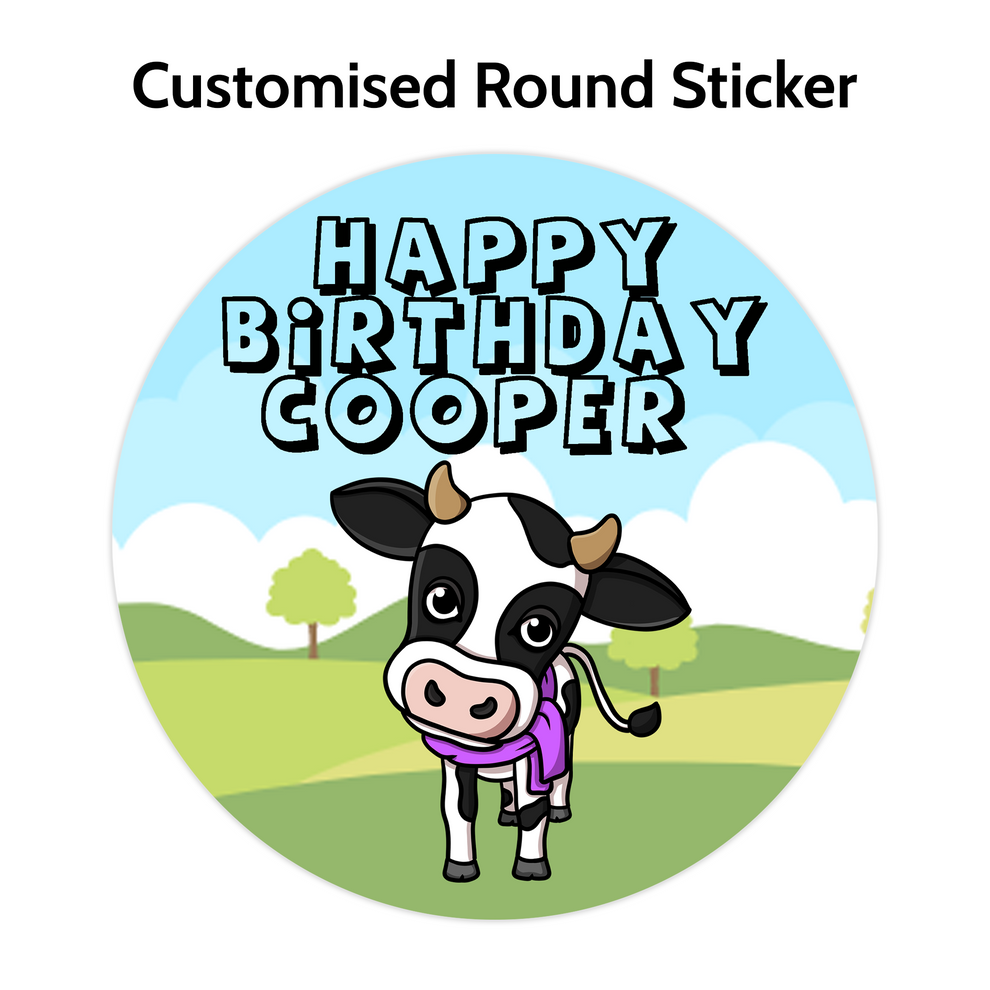 Bessie the Cow Round Stickers (Custom Character) – Stickerly